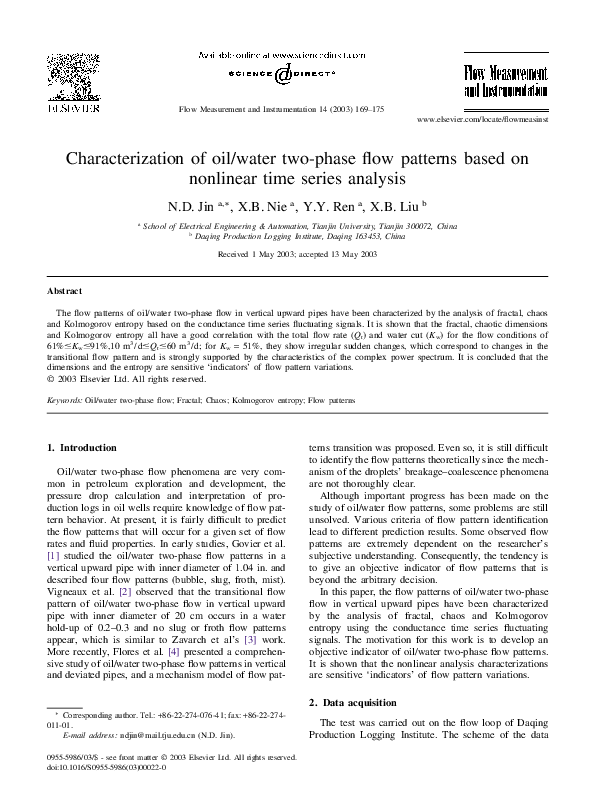 (PDF) Characterization of oil/water two-phase flow patterns based on ...
