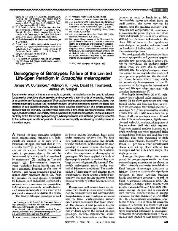 (PDF) Demography of Genotypes: Failure of the Limited Life-Span ...