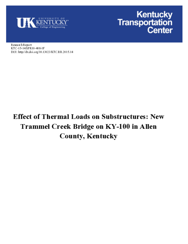 (PDF) Effect of Thermal Loads on Substructures: New Trammel Creek ...