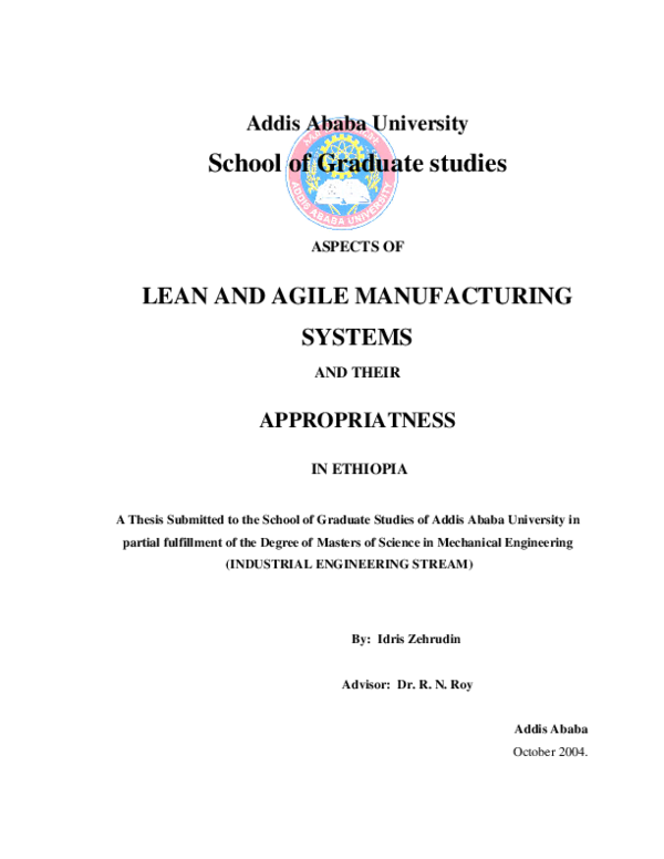 (PDF) Lean and Agile Manufacturing Systems