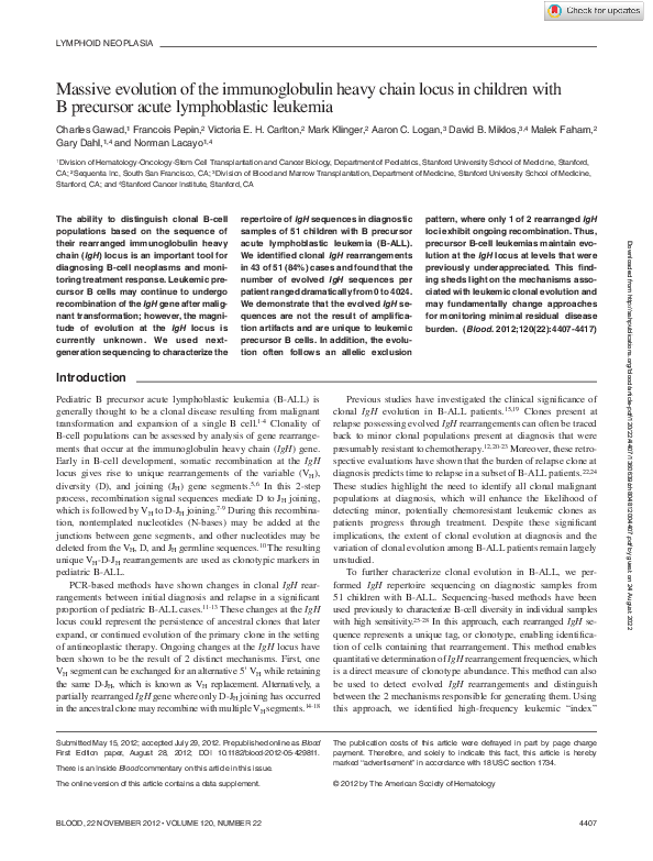 (PDF) Massive evolution of the immunoglobulin heavy chain locus in ...