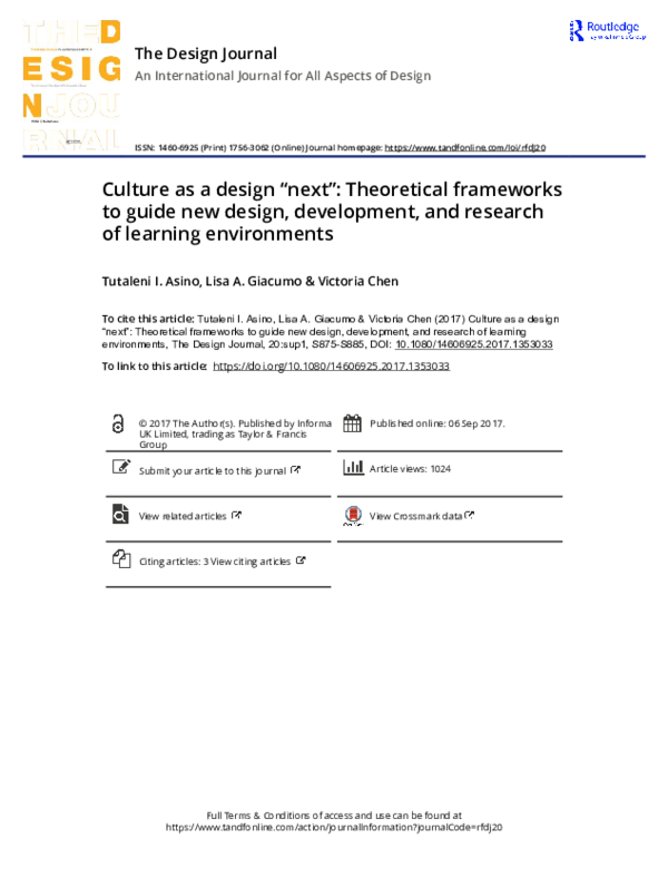 (PDF) Culture as a design “next”: Theoretical frameworks to guide new ...