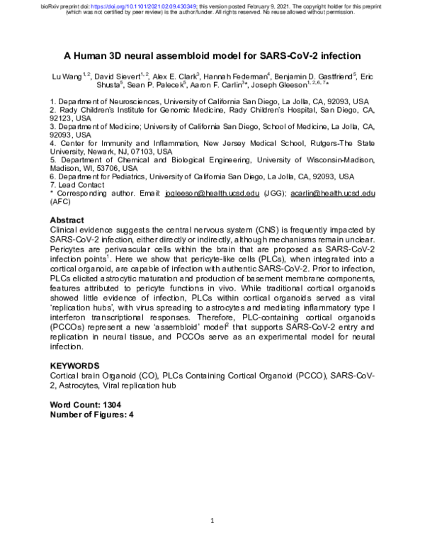 (PDF) A Human 3D neural assembloid model for SARS-CoV-2 infection