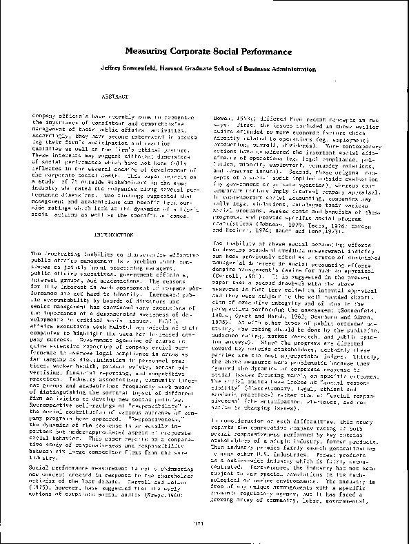 (PDF) Measuring Corporate Social Performance