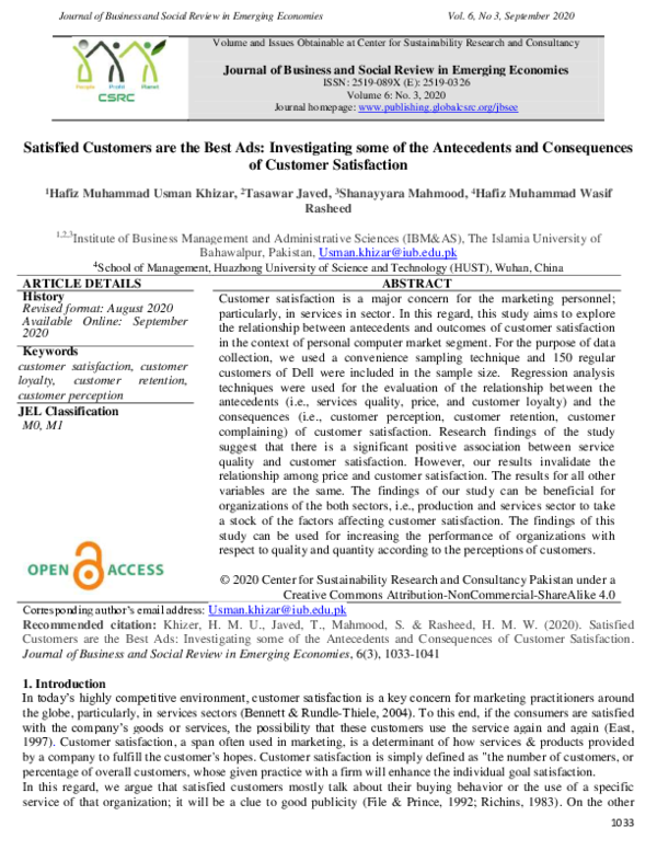 (PDF) Satisfied Customers are the Best Ads: Investigating some of the ...