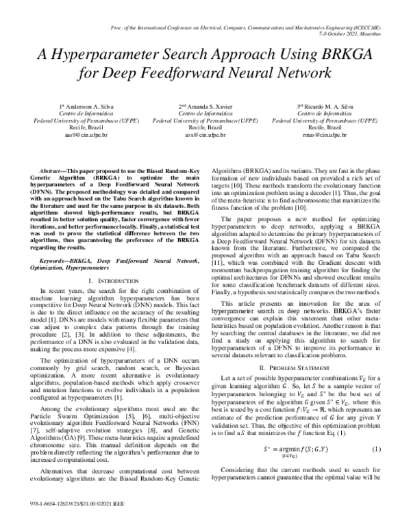 (PDF) A Hyperparameter Search Approach Using BRKGA for Deep Feedforward Neural Network
