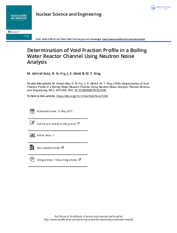 (PDF) Determination of Void Fraction Profile in a Boiling Water Reactor Channel Using Neutron ...