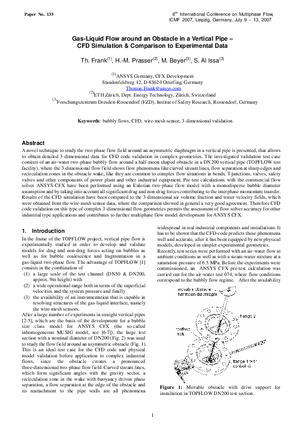 (PDF) Gas–liquid flow around an obstacle in a vertical pipe