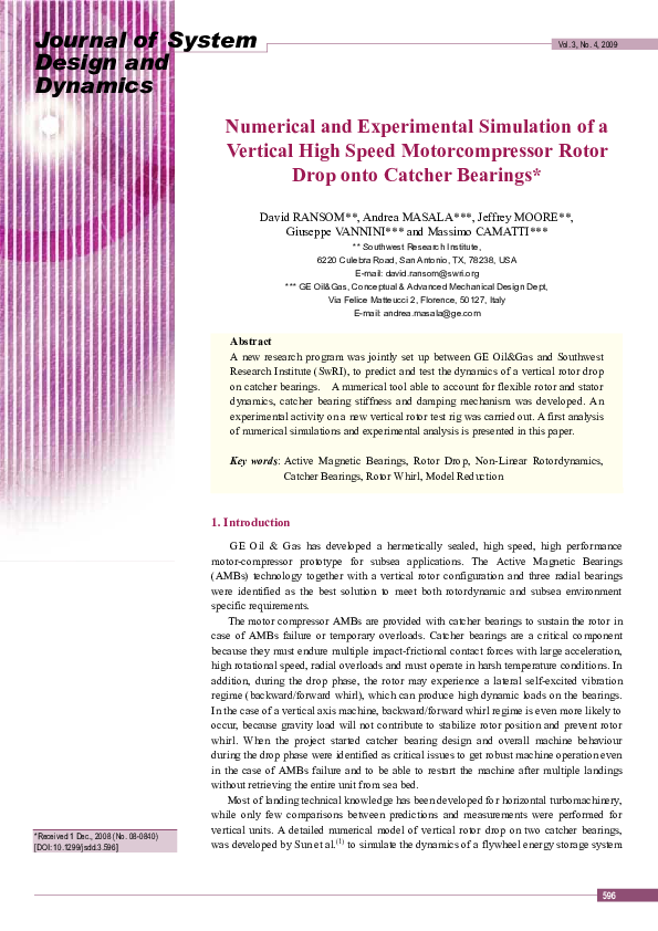 (PDF) Numerical and Experimental Simulation of a Vertical High Speed ...