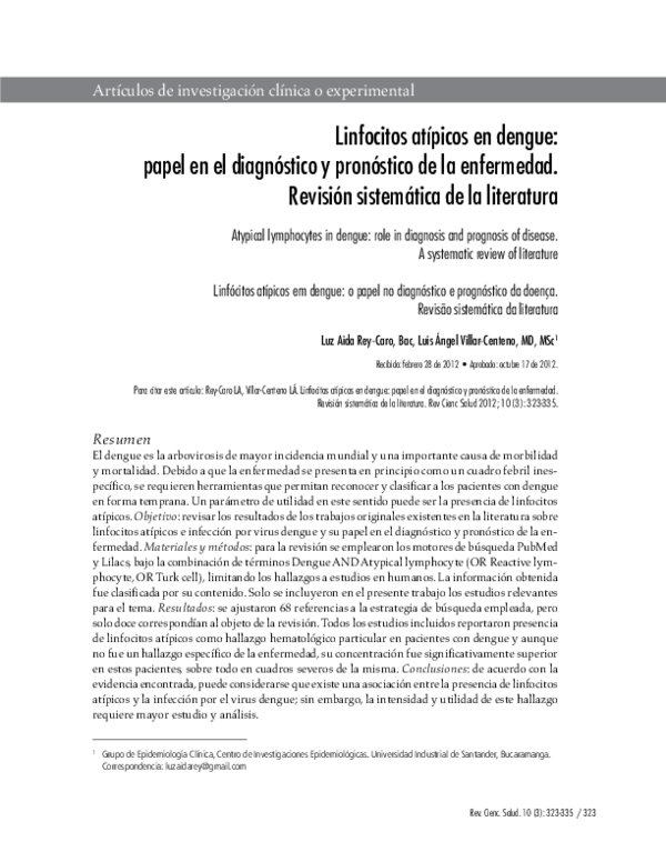 (PDF) Atypical lymphocytes in dengue: role in diagnosis and prognosis ...
