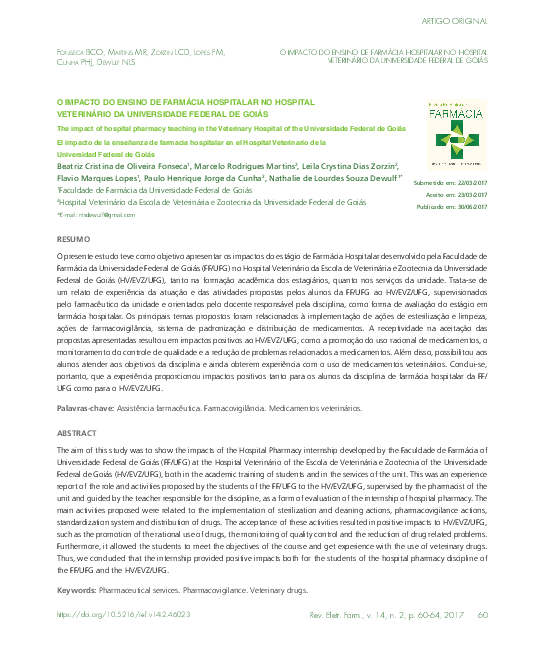 (PDF) O Impacto Do Ensino De Farmácia Hospitalar No Hospital ...