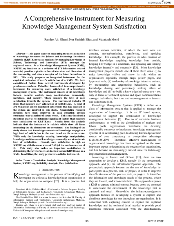 (PDF) A Comprehensive Instrument for Measuring Knowledge Management ...