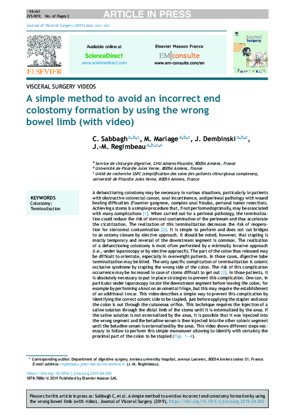 (PDF) A simple method to avoid an incorrect end colostomy formation by ...