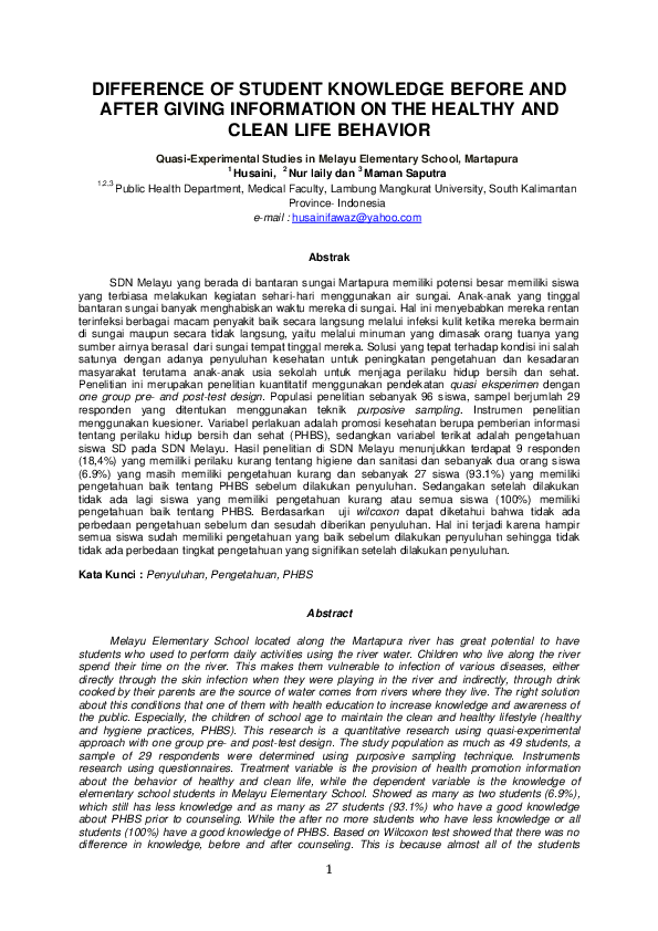 (PDF) Difference of Student Knowledge Before and After Giving ...