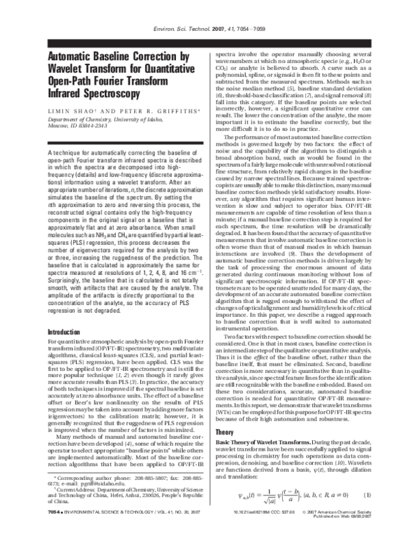 Pdf Automatic Baseline Correction By Wavelet Transform For Quantitative Open Path Fourier