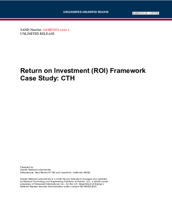 (PDF) Return on Investment (ROI) Framework Case Study: CTH
