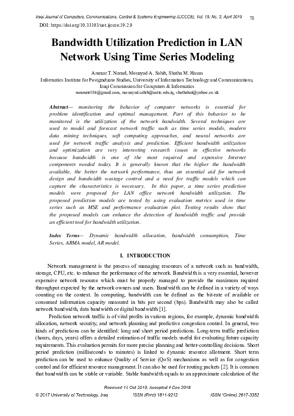 Pdf Bandwidth Utilization Prediction In Lan Network Using Time Series 9096