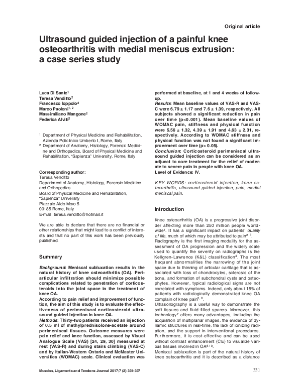 (PDF) Ultrasound guided injection of a painful knee osteoarthritis with ...