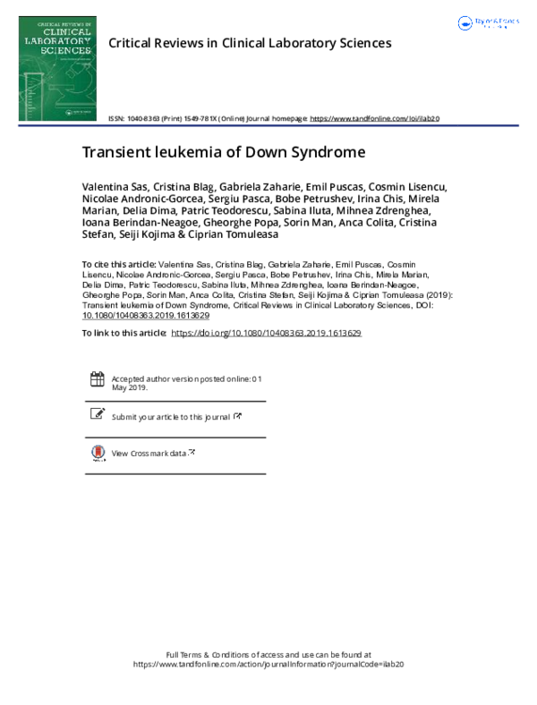(PDF) Transient leukemia of Down syndrome | Marius-Emil Puscas ...