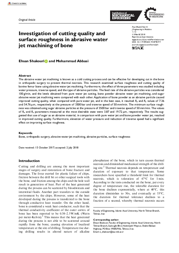 Pdf Investigation Of Cutting Quality And Surface Roughness In