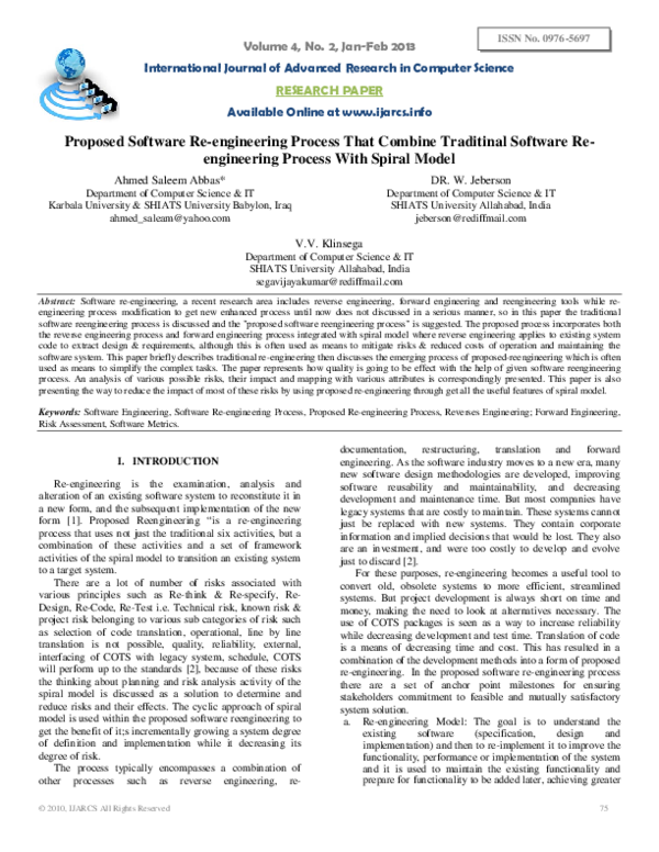 (PDF) Proposed Software Re-engineering Process That Combine Traditinal ...