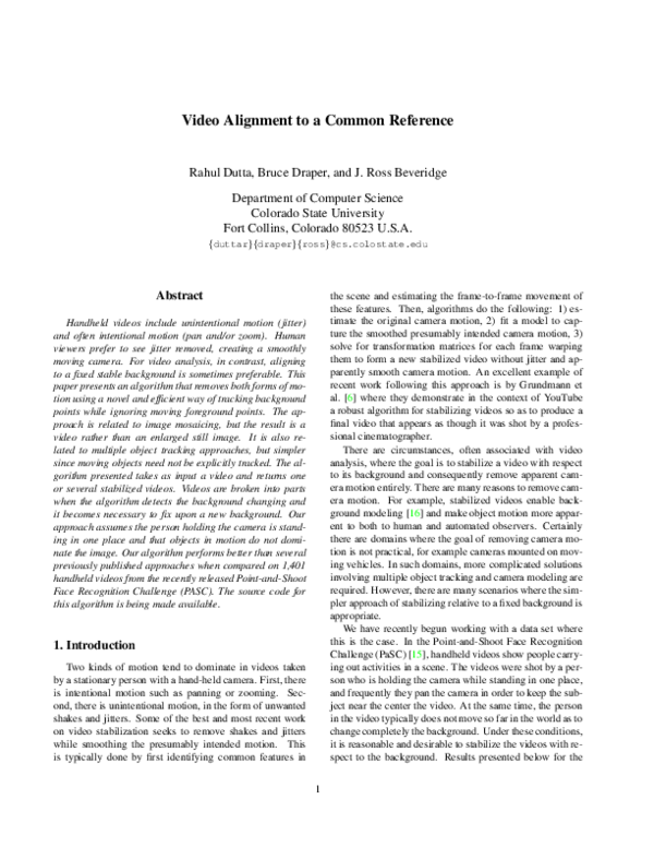 (PDF) Video alignment to a common reference