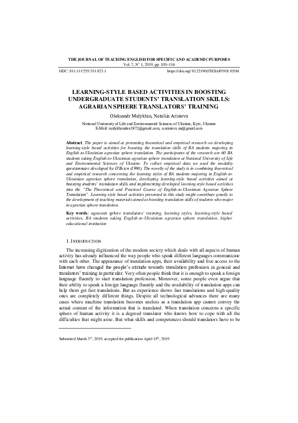 (PDF) Teaching translation / Training translators