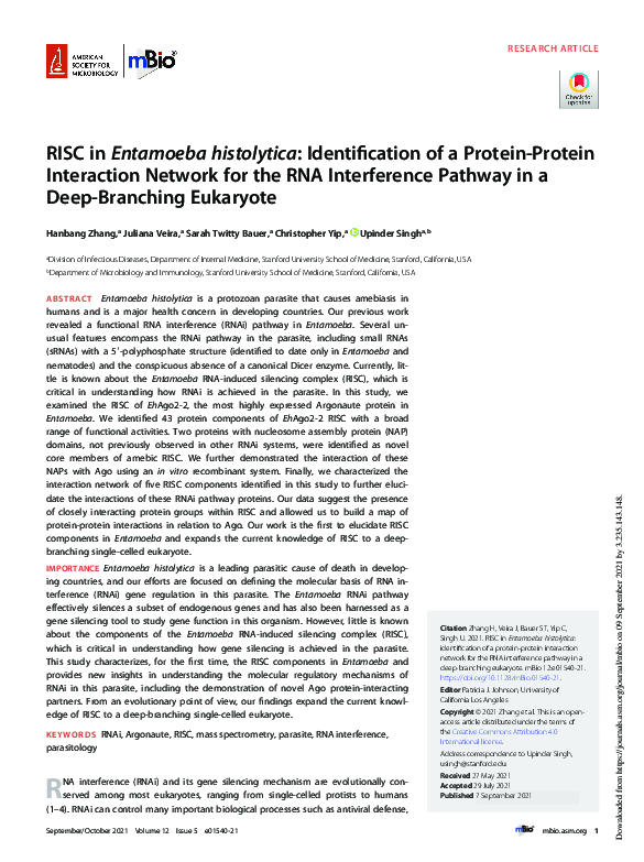 (PDF) RISC in Entamoeba histolytica: Identification of a Protein ...