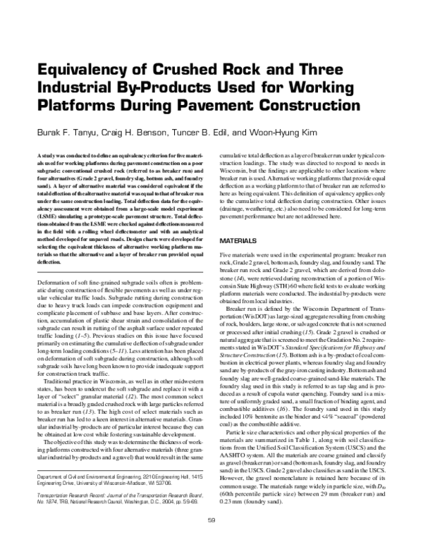 (PDF) Equivalency of Crushed Rock and Three Industrial By-Products Used ...