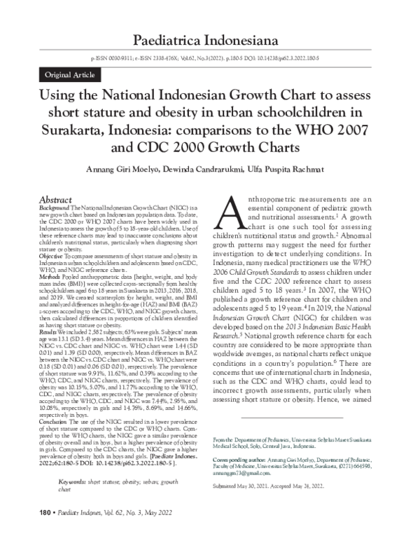 (PDF) Using the National Indonesian Growth Chart to assess short ...