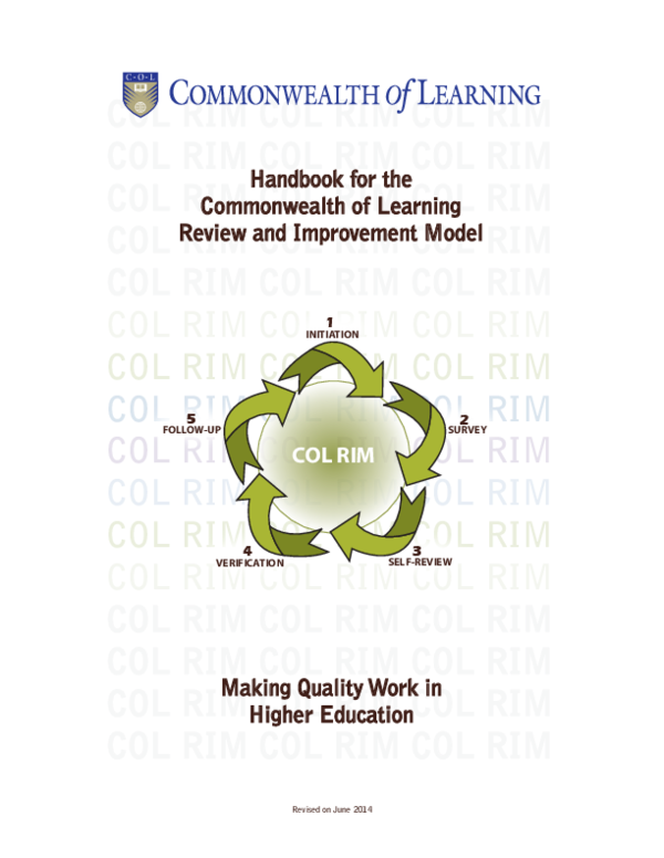 The Commonwealth of Learning Review and Improvement Model for Higher ...