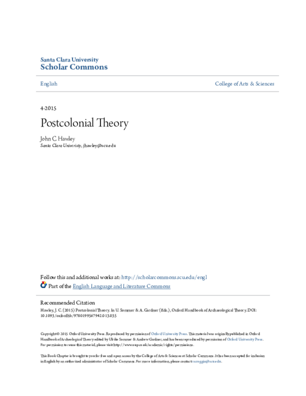 (PDF) Postcolonial Theory