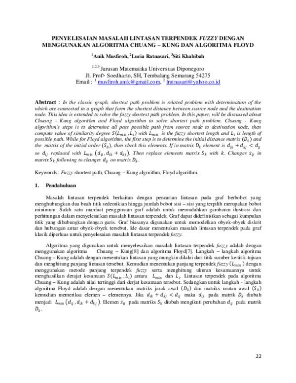 (PDF) Penyelesaian Masalah Lintasan Terpendek Fuzzy Dengan Menggunakan ...