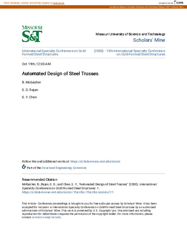 (PDF) Automated Design of Steel Trusses | Barzin Mobasher - Academia.edu (PDF) Automated Design of Steel Trusses | Barzin Mobasher - Academia.edu