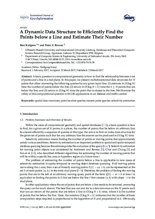 (PDF) A Dynamic Data Structure to Efficiently Find the Points below a Line and Estimate Their Number