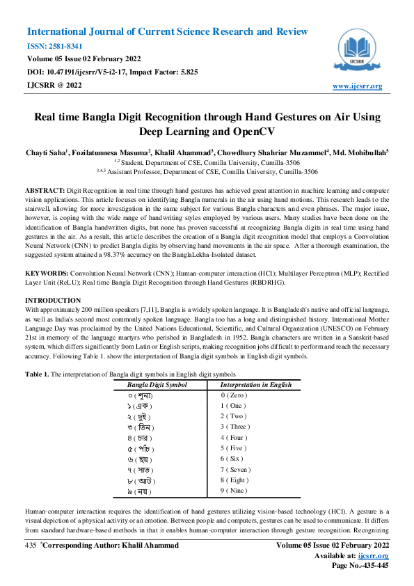Pdf Real Time Bangla Digit Recognition Through Hand Gestures On Air Using Deep Learning And Opencv