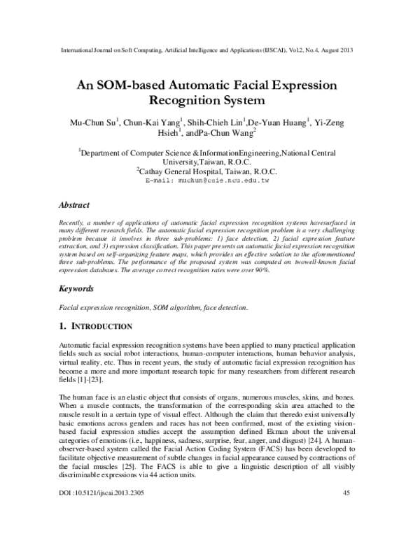 (PDF) An SOM-based Automatic Facial Expression Recognition System