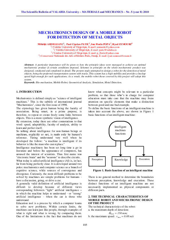 Pdf Mechatronics Design Of A Mobile Robot For Detection Of Metal
