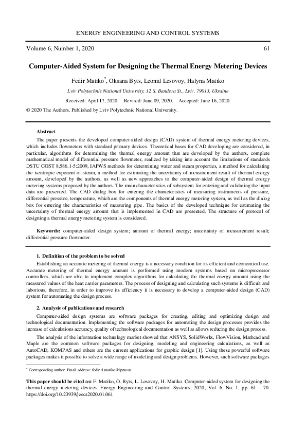 (PDF) Computer-aided system for designing the thermal energy metering ...