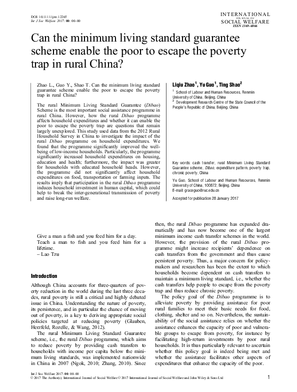(PDF) Can the minimum living standard guarantee scheme enable the poor ...