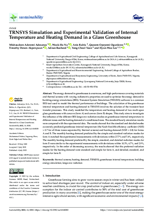 (PDF) TRNSYS Simulation of Greenhouse Heating Needs
