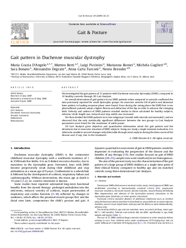 (PDF) Gait pattern in Duchenne muscular dystrophy