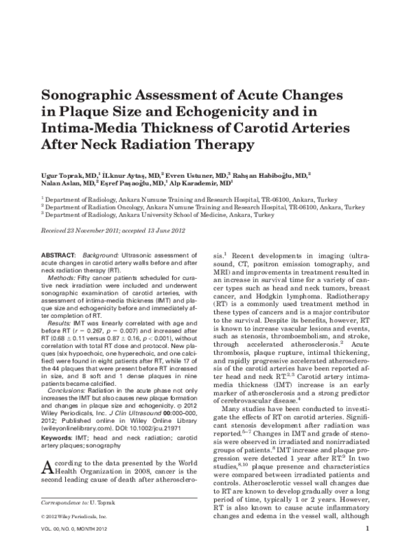 (PDF) Sonographic assessment of acute changes in plaque size and ...