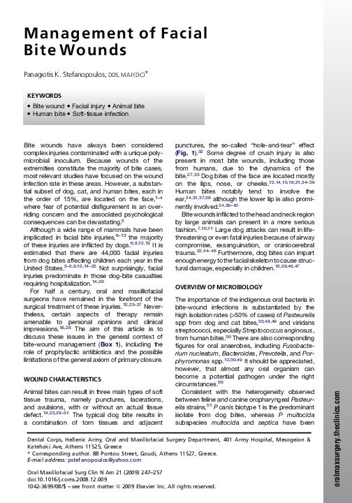 (PDF) Management of Facial Bite Wounds