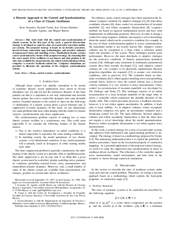 (PDF) A discrete approach to the control and synchronization of a class of chaotic oscillators