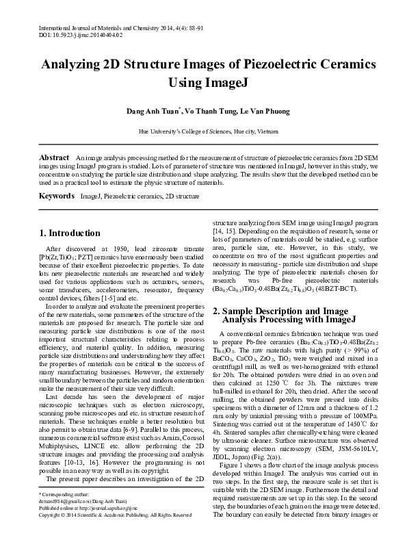 (PDF) Analyzing 2D Structure Images of Piezoelectric Ceramics Using ImageJ