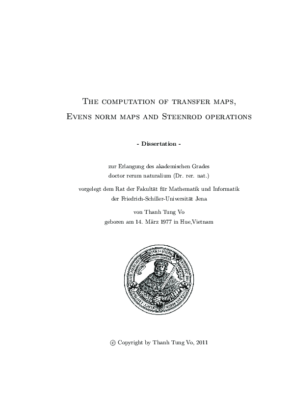 (PDF) The computation of transfer maps, evens norm maps and Steenrod ...