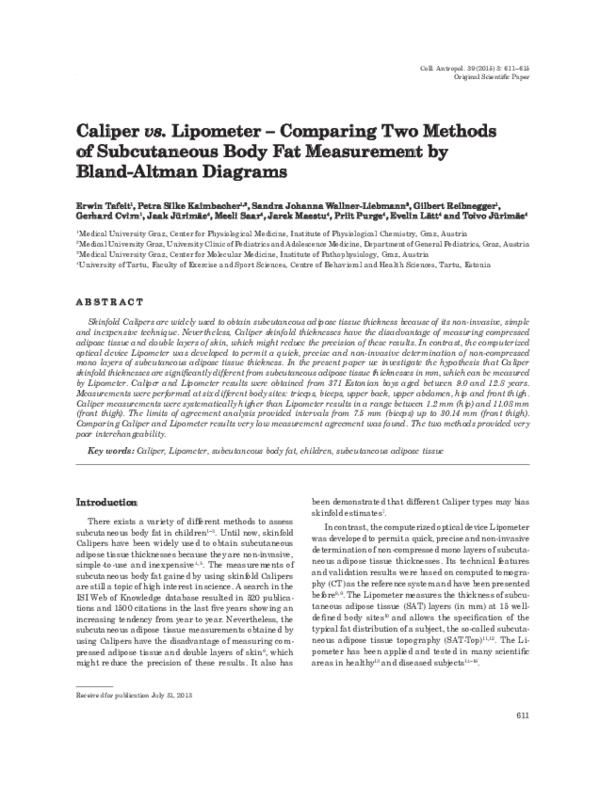 (PDF) Caliper vs. Lipometer--Comparing Two Methods of Subcutaneous Body ...