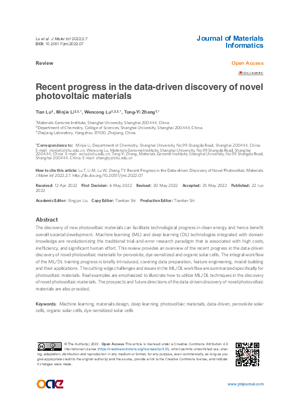 Pdf Recent Progress In The Data Driven Discovery Of Novel
