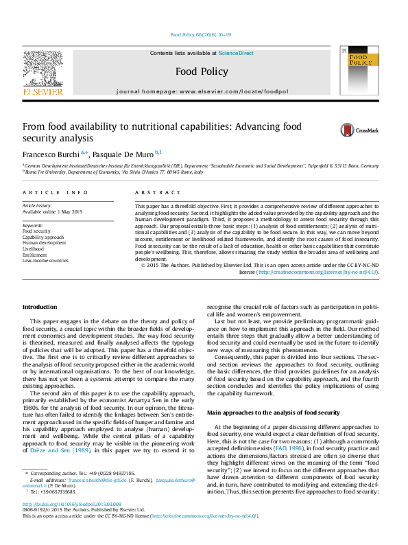 (PDF) From food availability to nutritional capabilities: Advancing ...